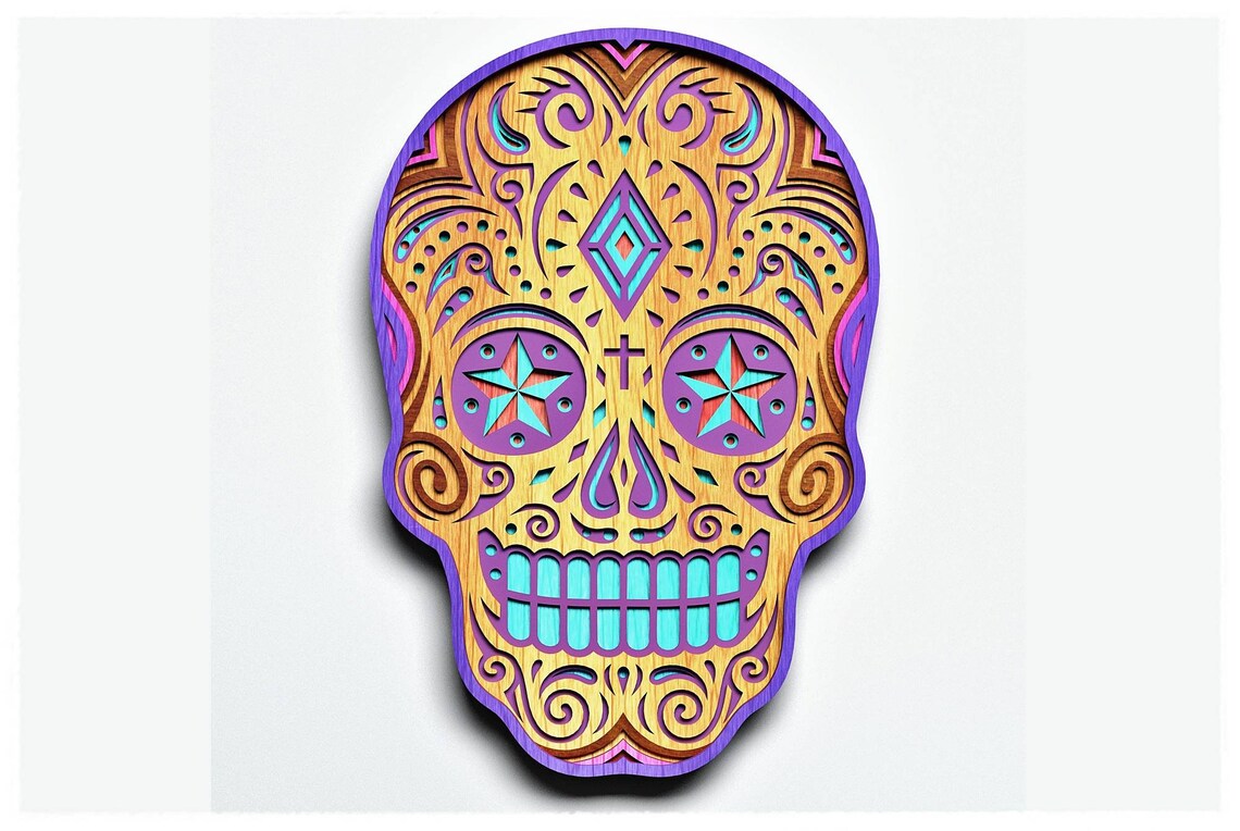 Sugar Skull V6 Layered Design for Cutting Sugar Skull Mandala - Etsy