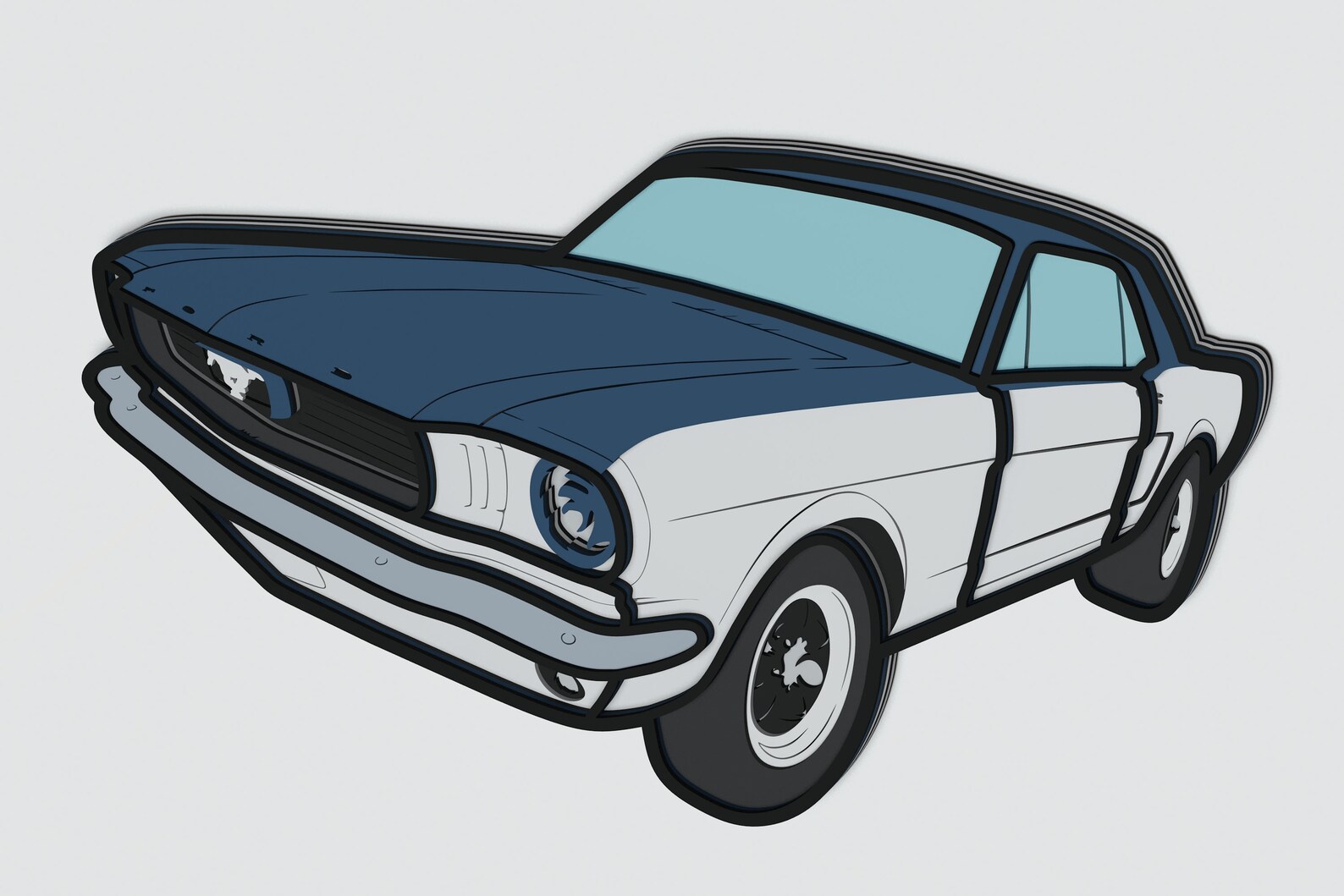 Retro Car Layered Design for Cutting Vector File for Laser - Etsy