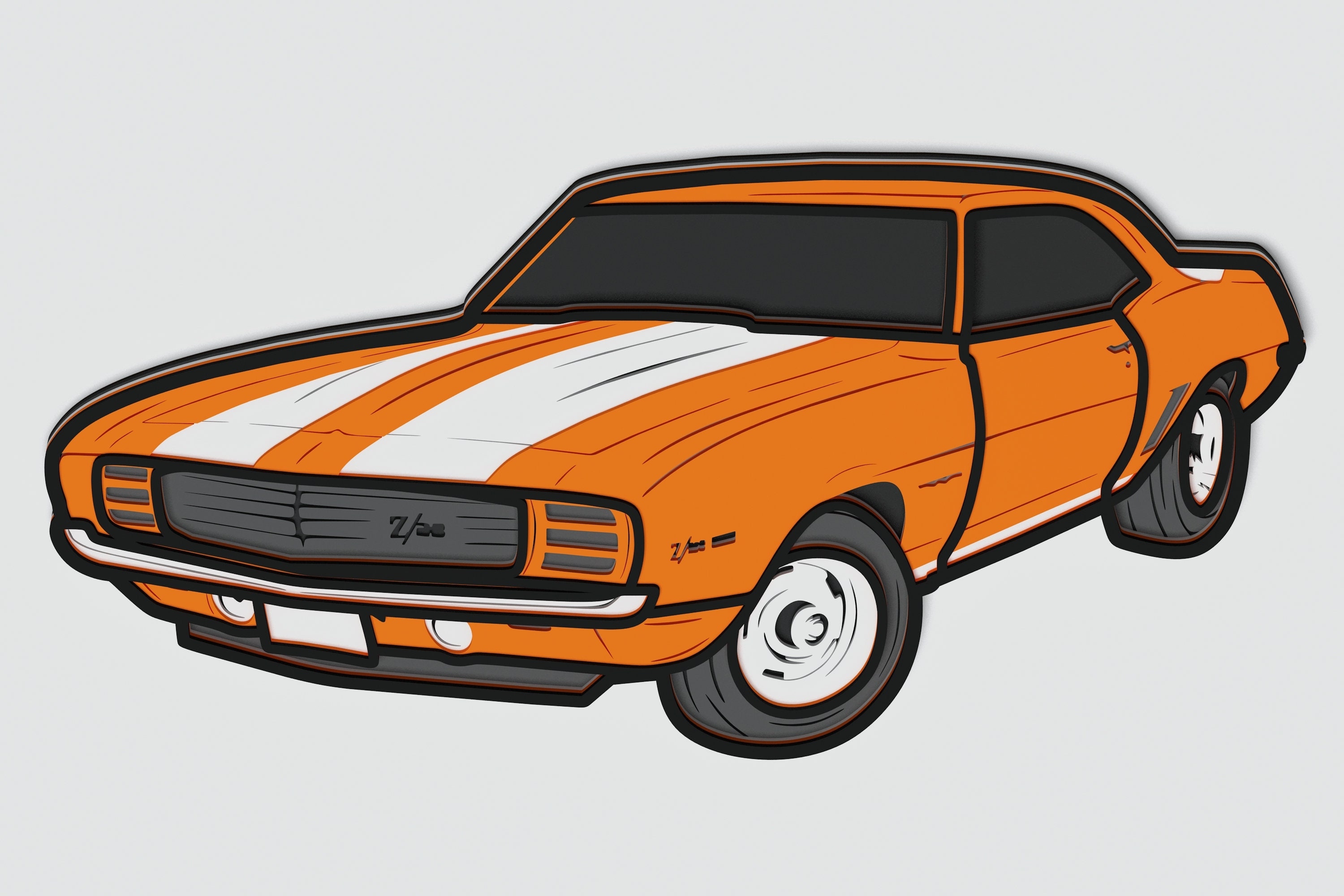 Retro Car Layered Design for Cutting Vector File for Laser | Etsy