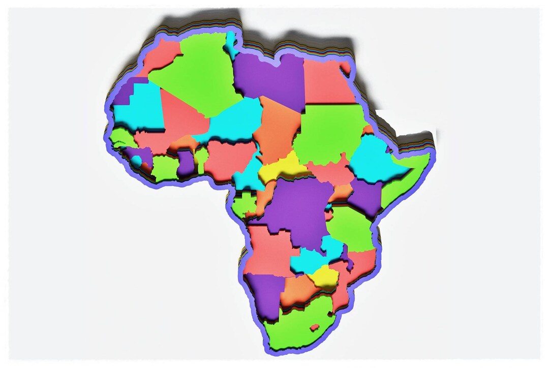 Africa Map Layered Design for Cutting, Vector File for Laser and Paper ...