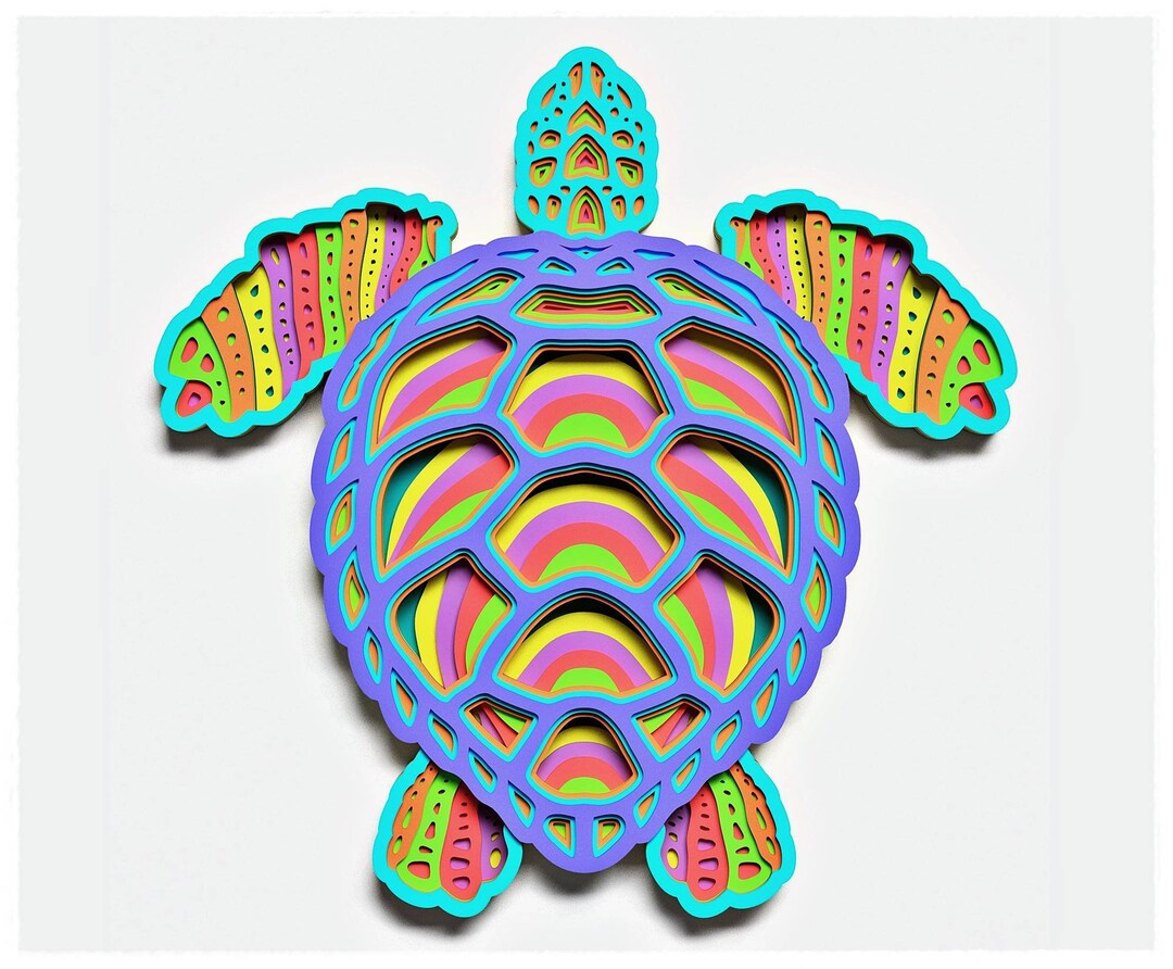 Turtle Layered Design for Cutting, Turtle Mandala for Laser and Paper ...