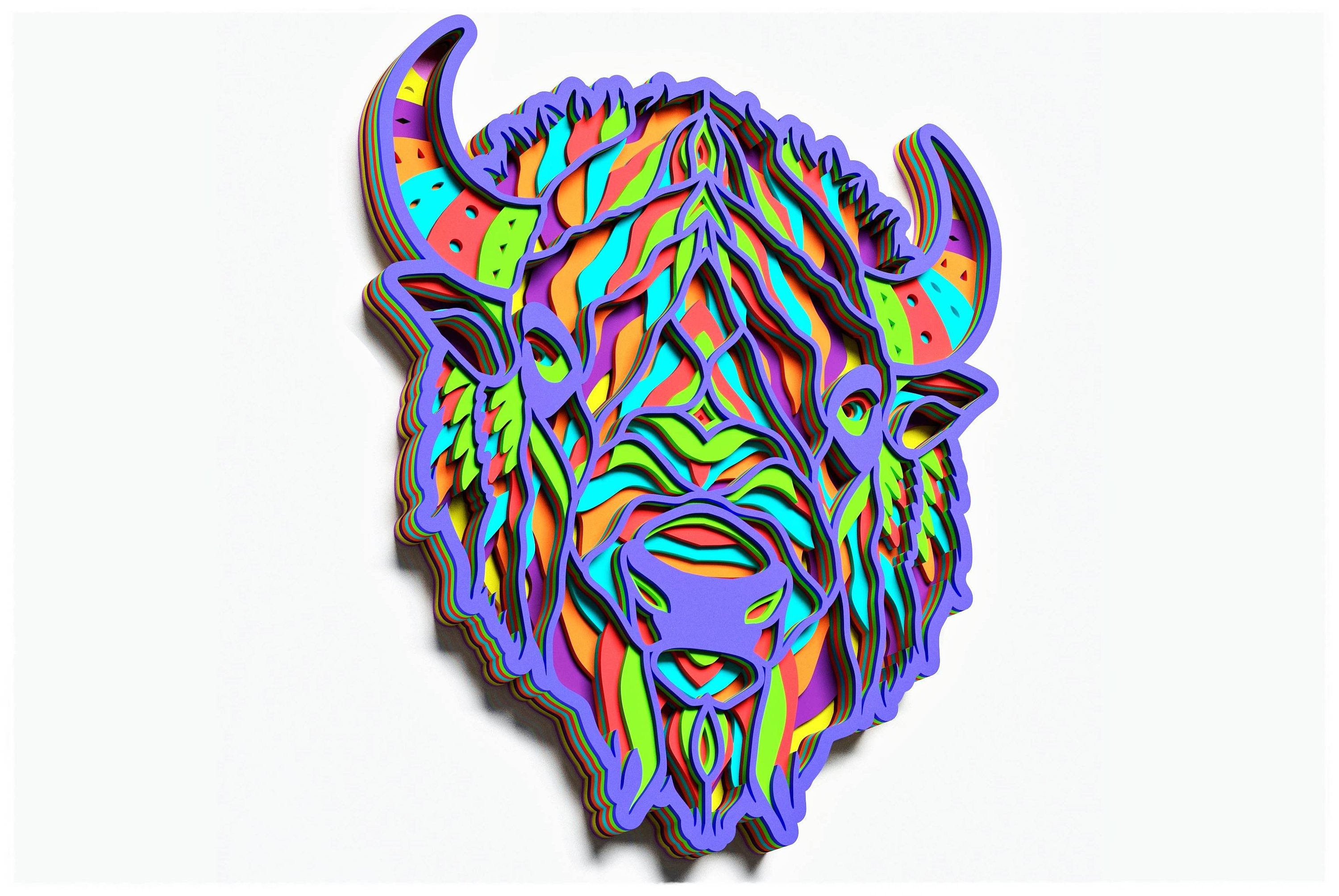 Bison Head Layered Design for Cutting Vector File for Laser | Etsy