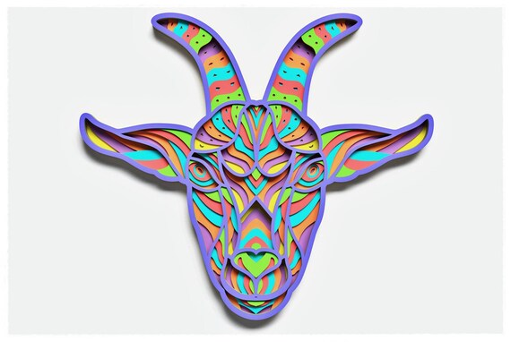 Goat Layered Design for Cutting Goat File for Laser and Paper - Etsy
