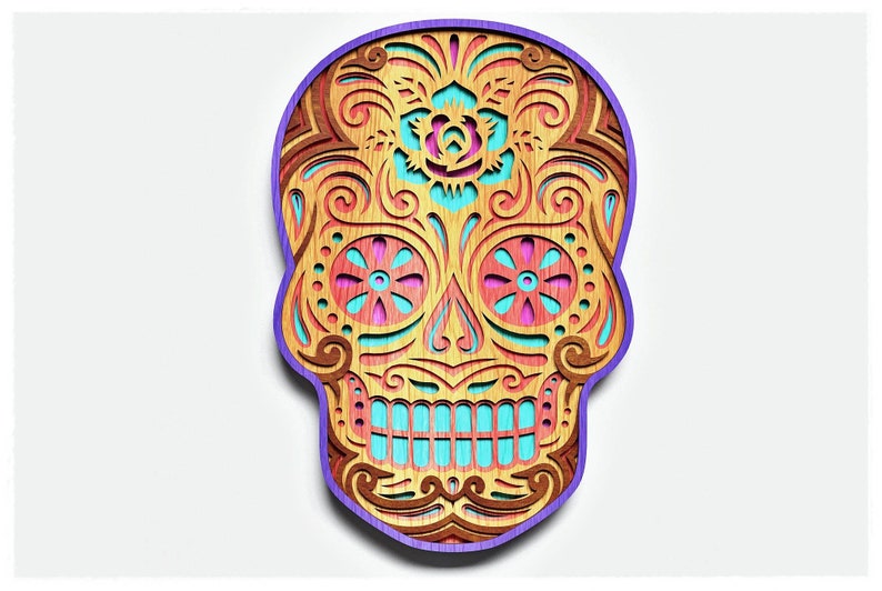 Sugar Skull V2 Layered Design for Cutting, Sugar Skull Mandala for ...