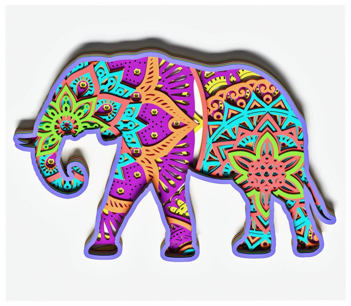 Elephant Mandala Layered Design for Cutting Elephant Mandala | Etsy