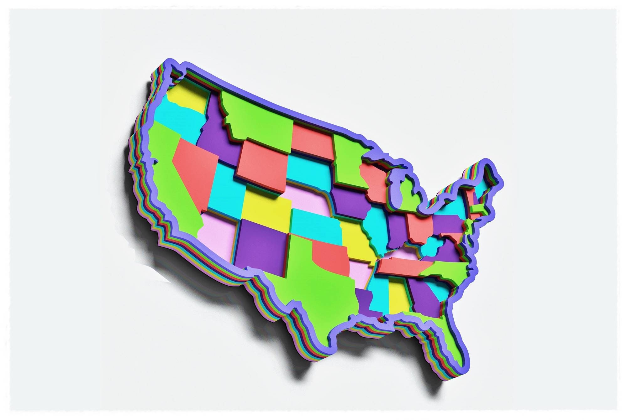 USA Map Layered Design for Cutting, Vector File for Laser and Paper Cut ...