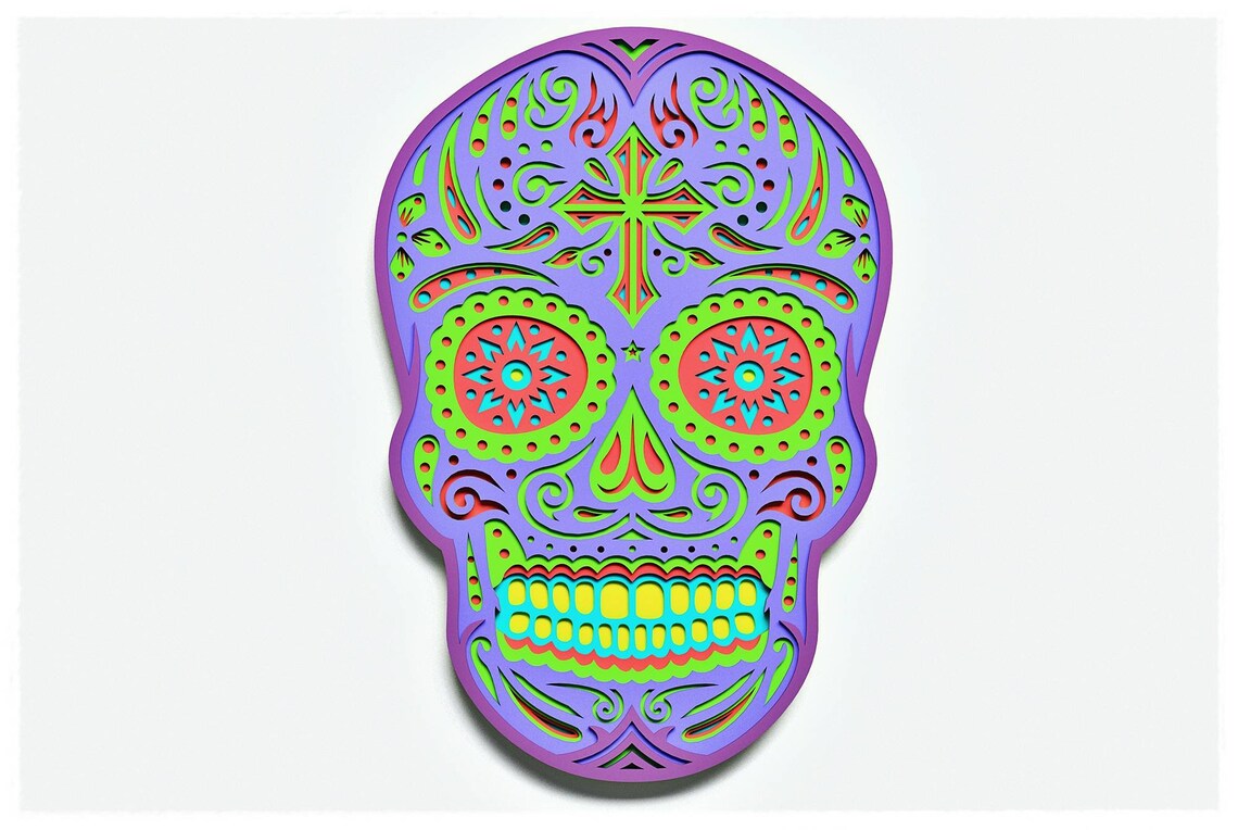 Sugar Skull V5 Layered Design for Cutting Sugar Skull Mandala - Etsy