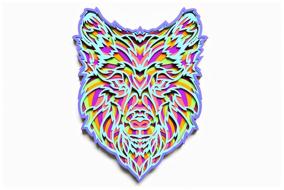 Wolf Head Layered Design for Cutting Vector File for Laser | Etsy