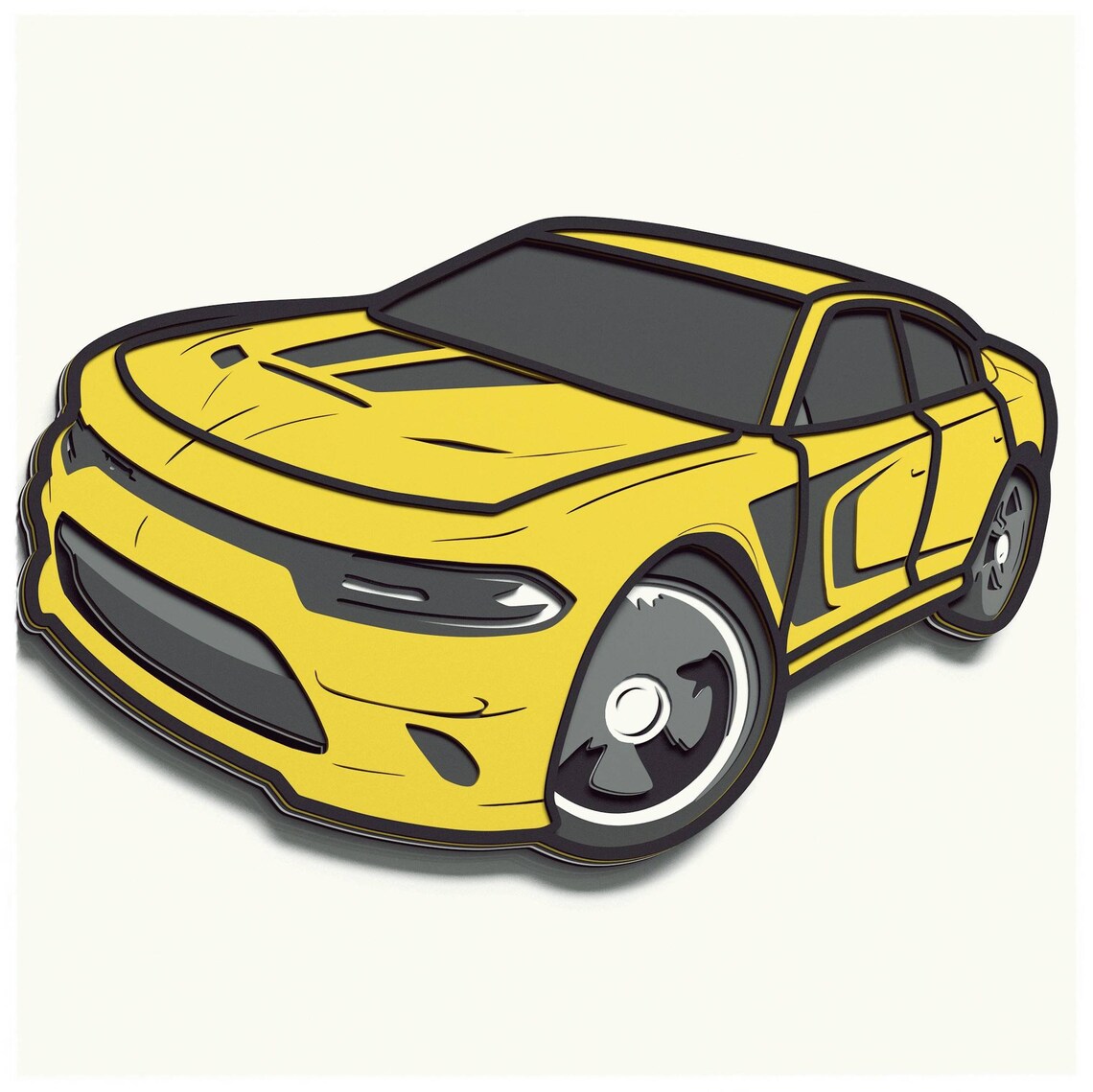 Sport Car Layered Design for Cutting Vector File for Laser | Etsy