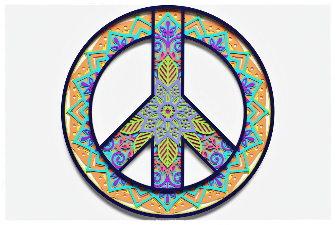 Peace Sign Layered Design for Cutting Peace Sign Mandala for | Etsy