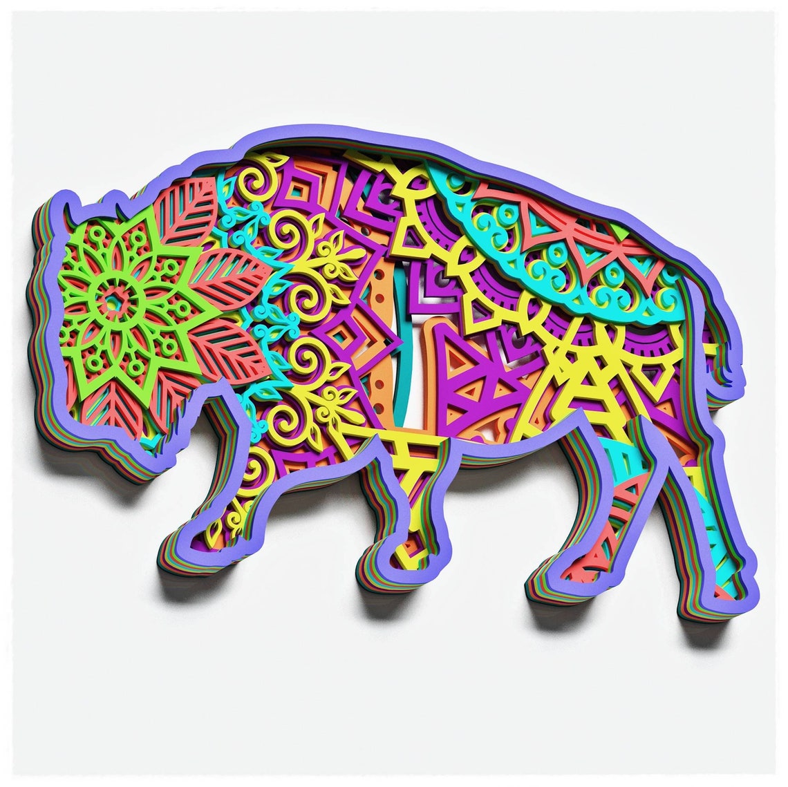 Bison Mandala Layered Design for Cutting Bison Mandala for | Etsy