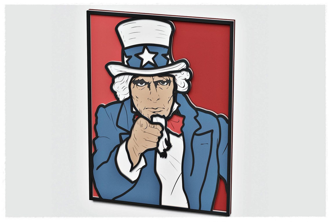 Retro Poster 1 Layered Design for Cutting, Uncle Sam for Laser and ...