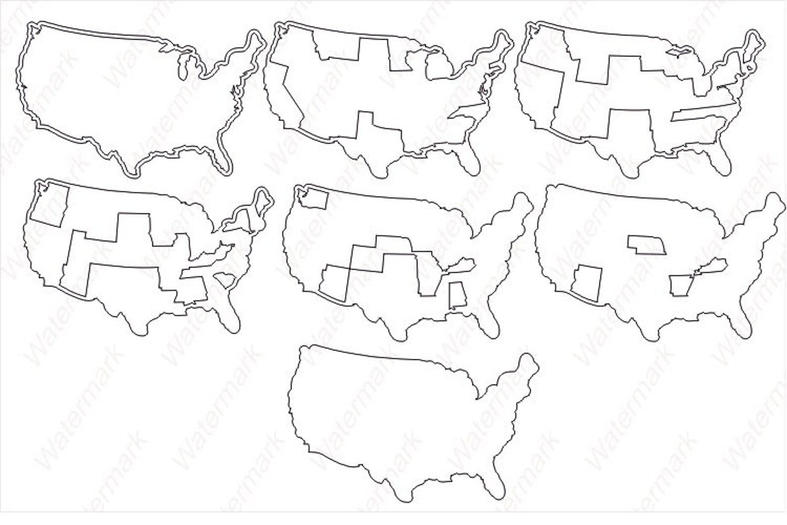 USA Map Layered Design for Cutting, Vector File for Laser and Paper Cut ...
