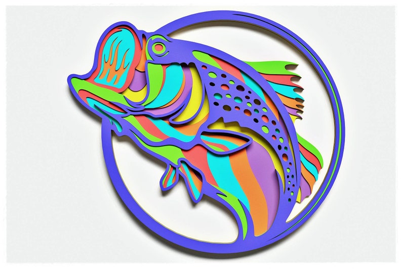 Bass Fish Layered Design for Cutting Bass Fish Mandala for | Etsy