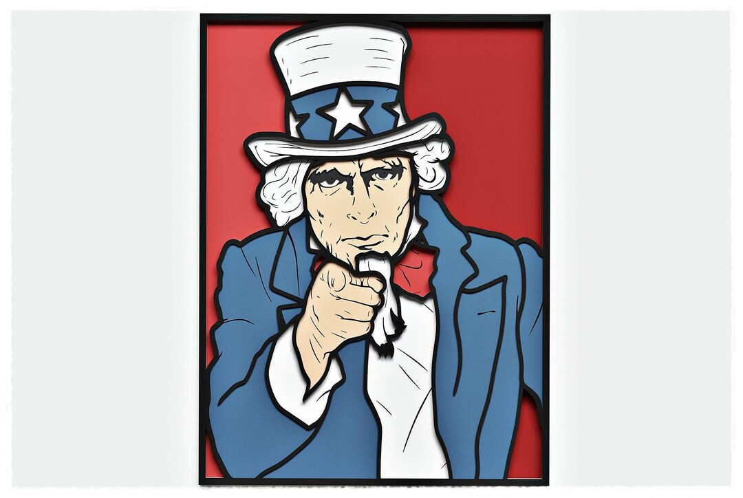 Retro Poster 1 Layered Design for Cutting, Uncle Sam for Laser and ...