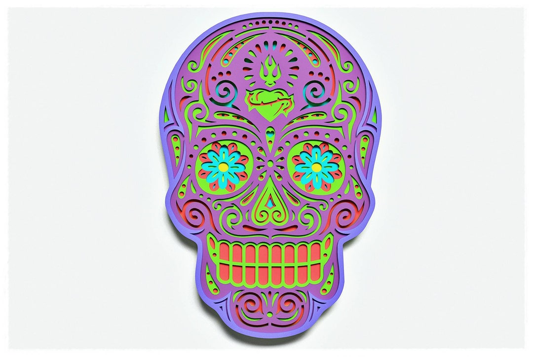 Sugar Skull V4 Layered Design for Cutting, Sugar Skull Mandala for ...