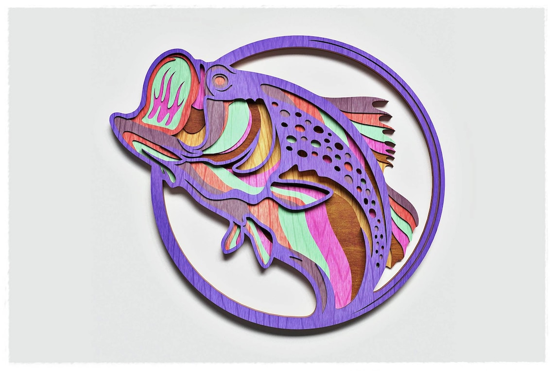 Bass Fish Layered Design for Cutting Bass Fish Mandala for | Etsy