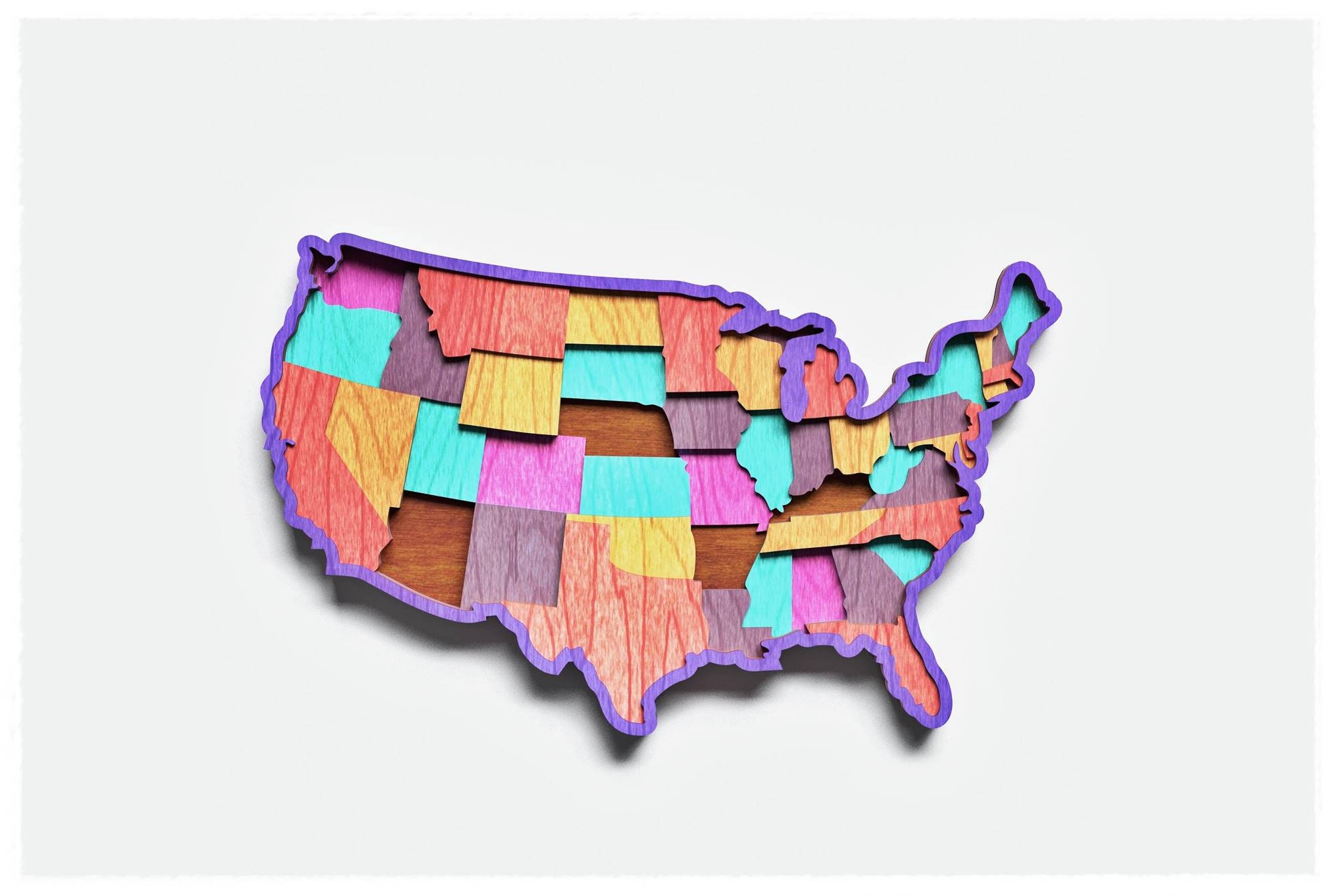USA Map Layered Design for Cutting, Vector File for Laser and Paper Cut ...