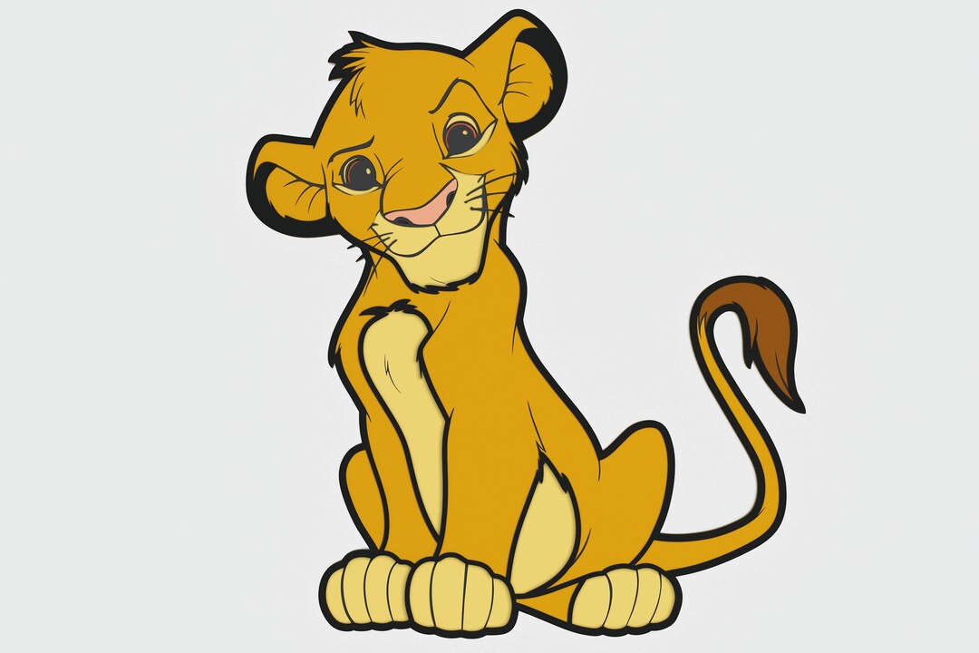 Cartoon Lion Layered Design for Cutting, Lion Cub Vector File for Laser ...