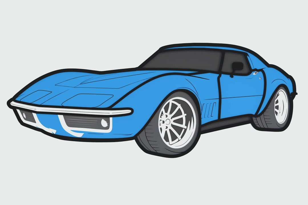 Retro Car Layered Design for Cutting, Vector File for Laser and Paper ...