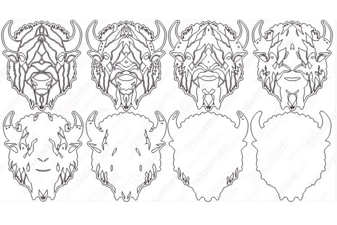 Bison Head Layered Design for Cutting Vector File for Laser | Etsy
