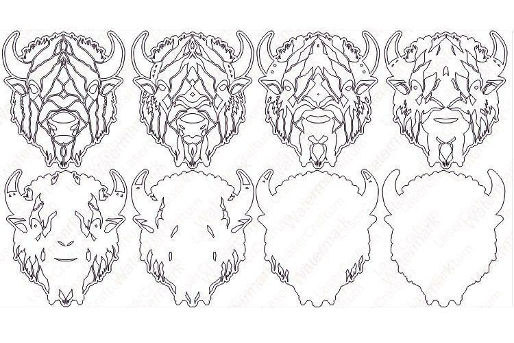 Bison Head Layered Design for Cutting Vector File for Laser | Etsy