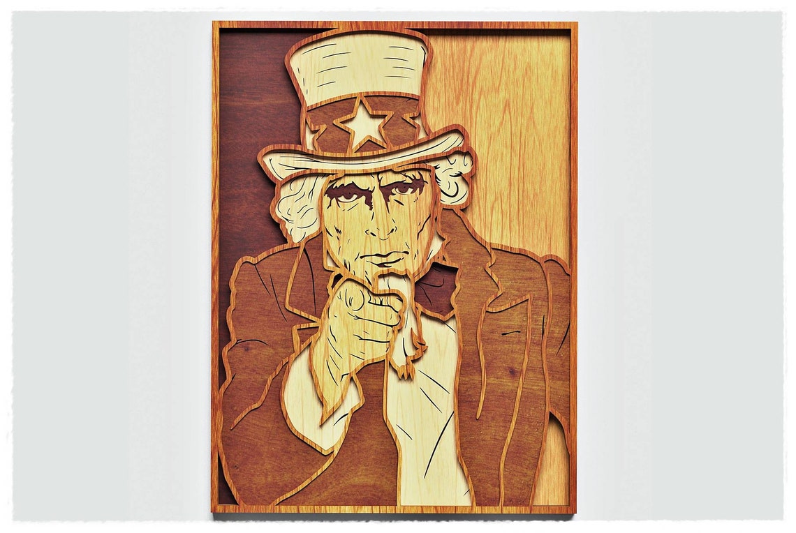 Retro Poster 1 Layered Design for Cutting Uncle Sam for Laser | Etsy