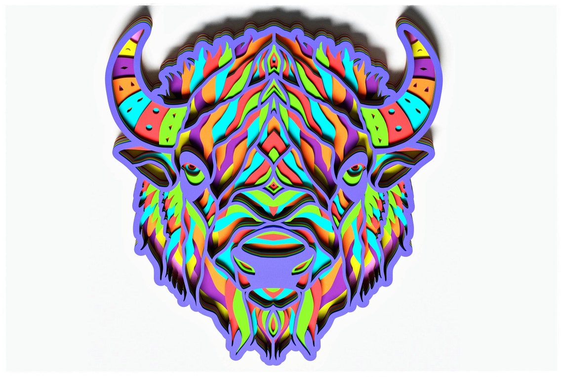 Bison Head Layered Design for Cutting Vector File for Laser | Etsy