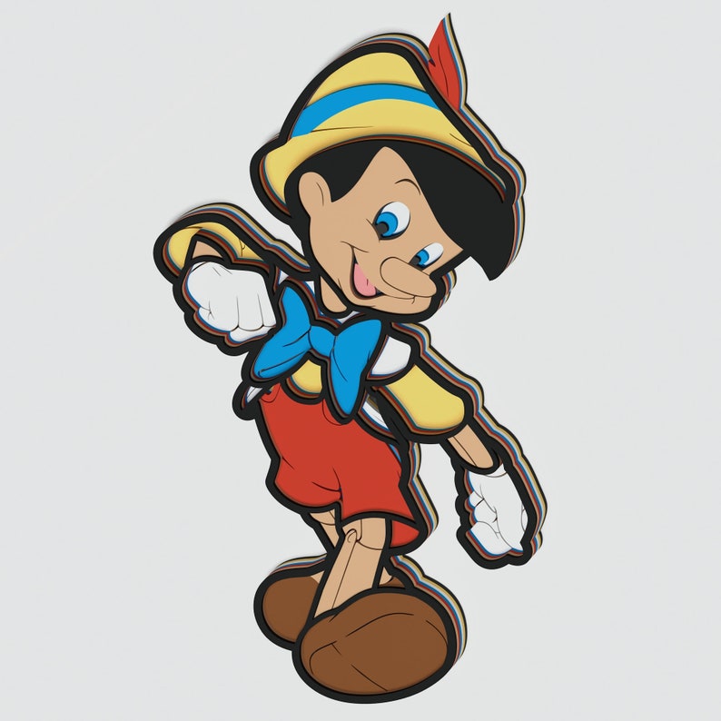 Pinocchio Layered Design for Cutting, Pinocchio Vector File for Laser ...