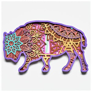 Bison Mandala Layered Design for Cutting, Bison Mandala for Laser and ...