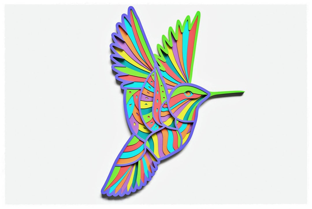 Hummingbird Layered Design for Cutting, Hummingbird Laser and Paper Cut ...