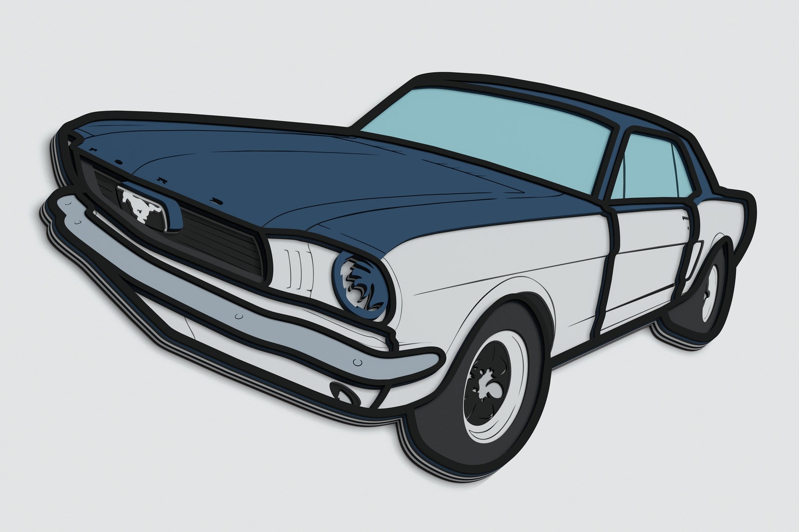 Retro Car Layered Design for Cutting Vector File for Laser - Etsy