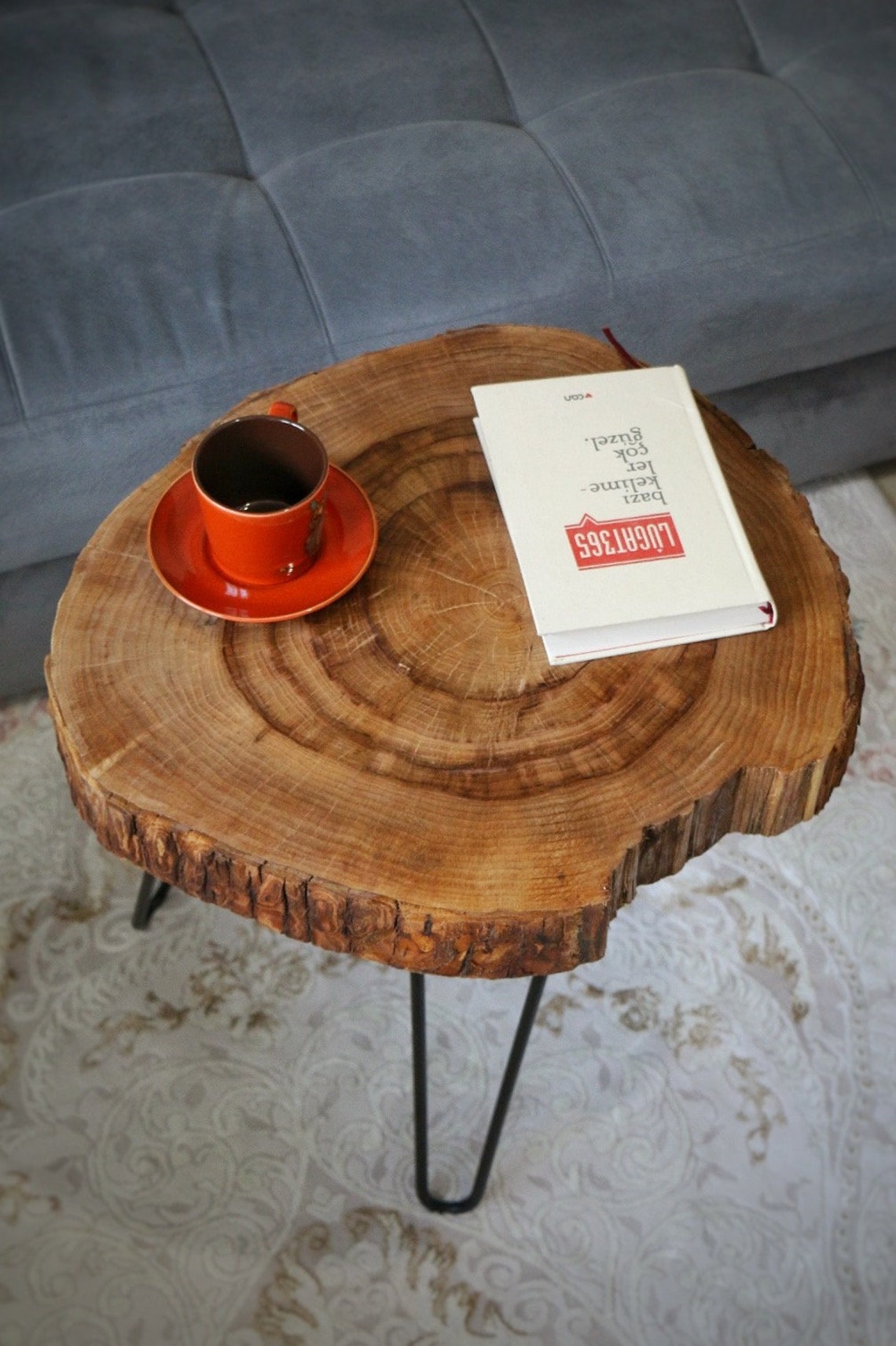 Round Coffee Table Rustic Wood Slab Coffee Table Modern | Etsy