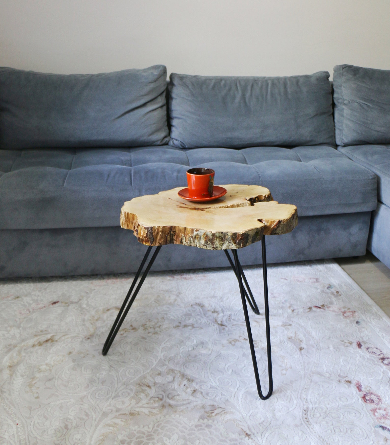 Round Coffee Table Rustic Wood Slab Coffee Table Modern - Etsy