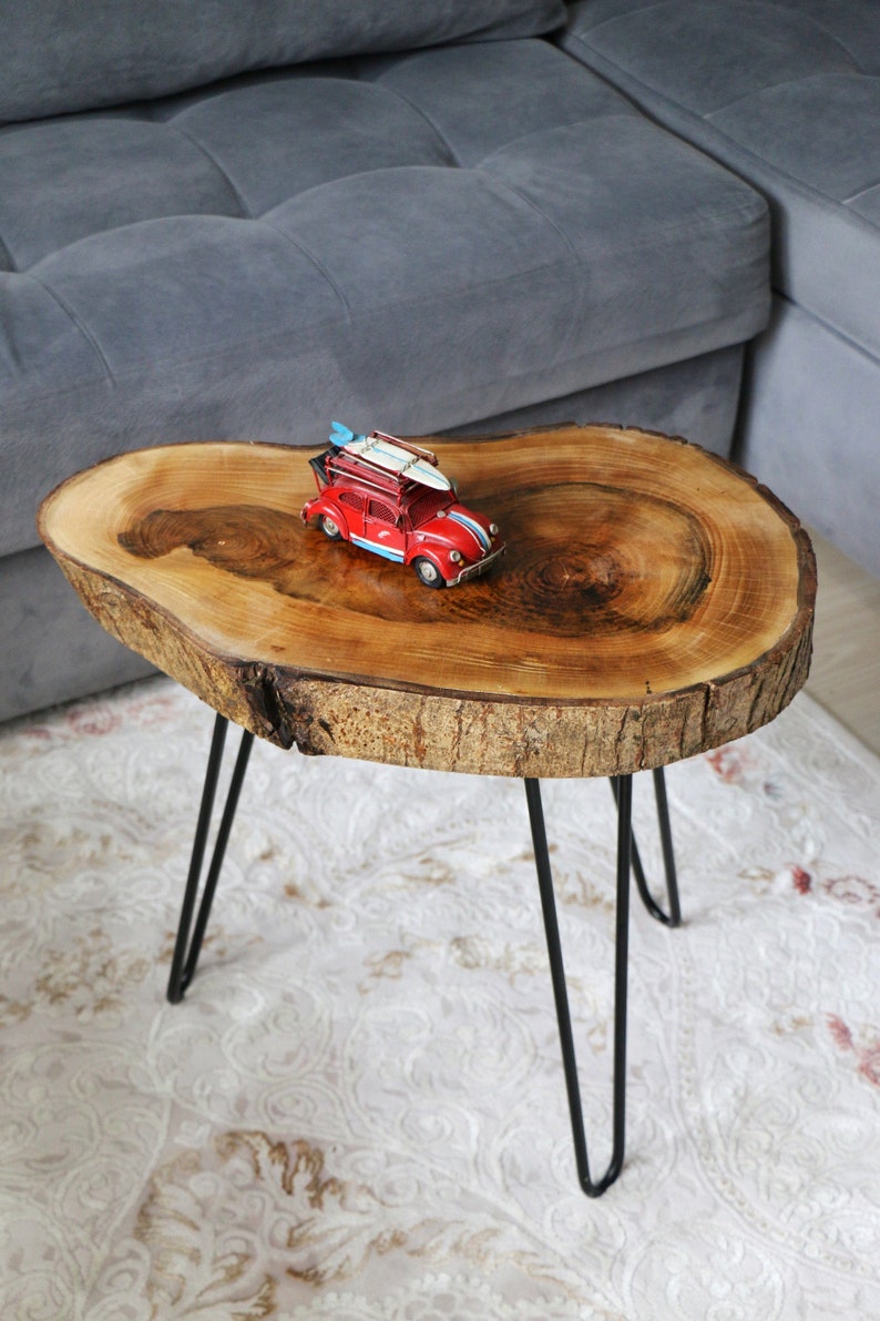 Round Coffee Table Rustic Wood Slab Coffee Table Modern | Etsy