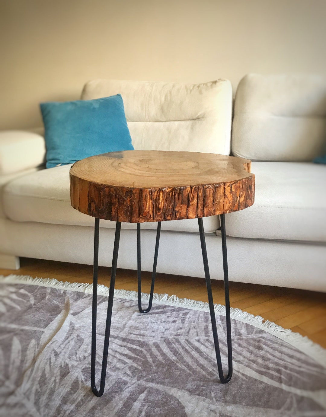 Round Coffee Table Rustic Wood Slab Coffee Table Modern - Etsy