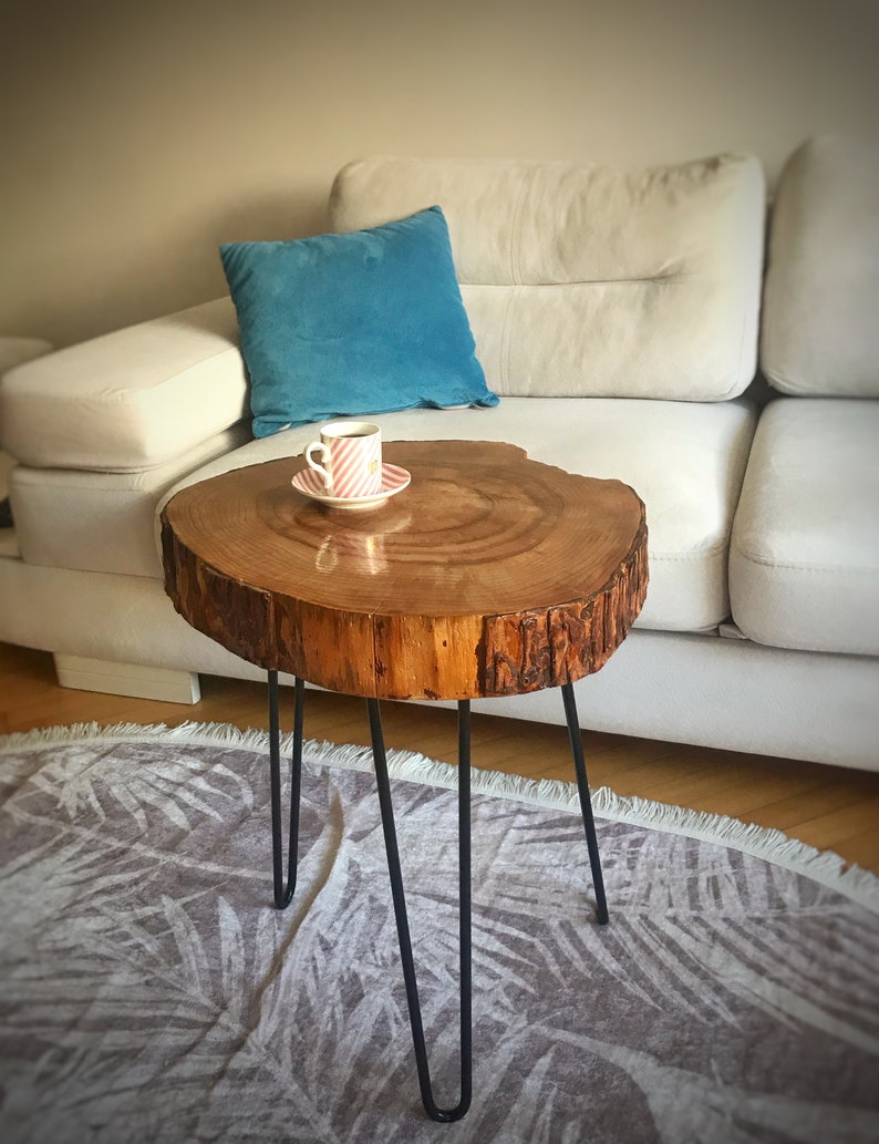 Round Coffee Table Rustic Wood Slab Coffee Table Modern - Etsy