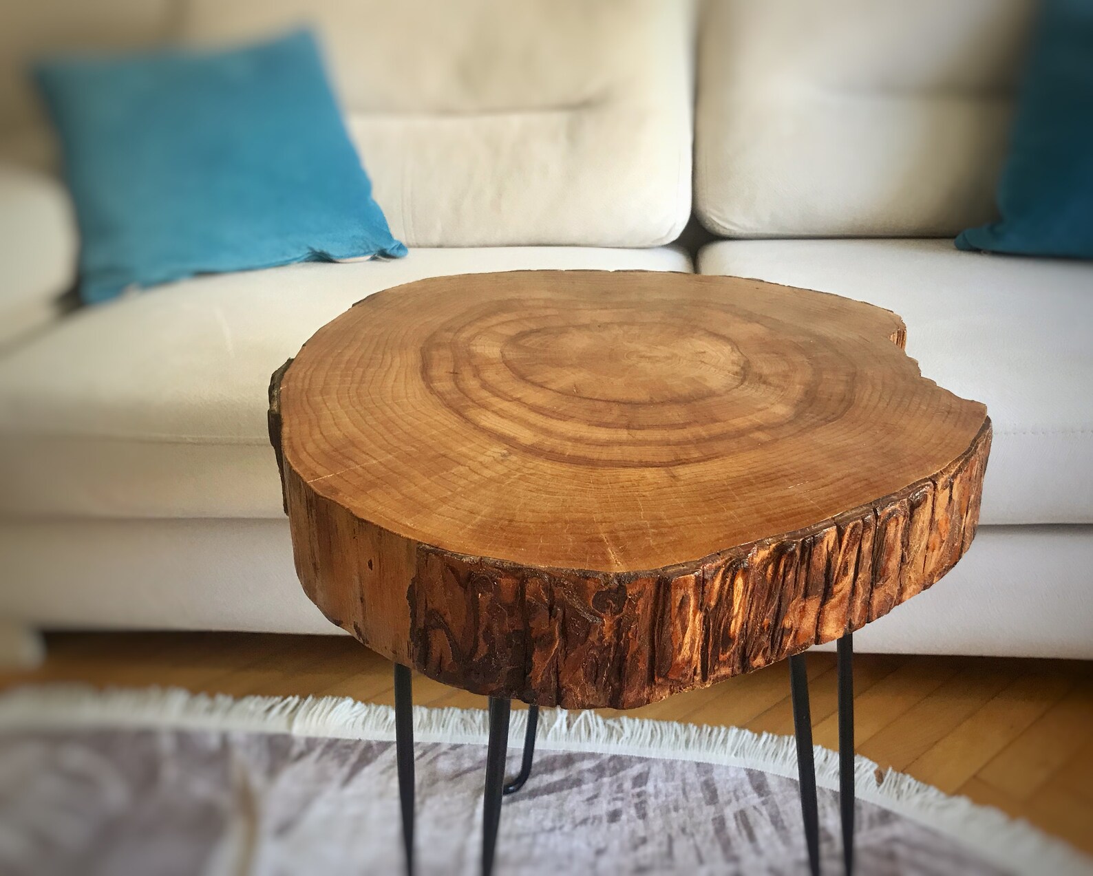 Round Coffee Table Rustic Wood Slab Coffee Table Modern - Etsy