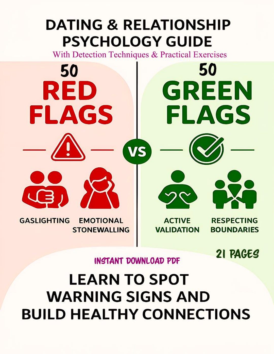 50 Red Flags 50 Green Flags Relationship Psychology Guide | Spot Toxic ...