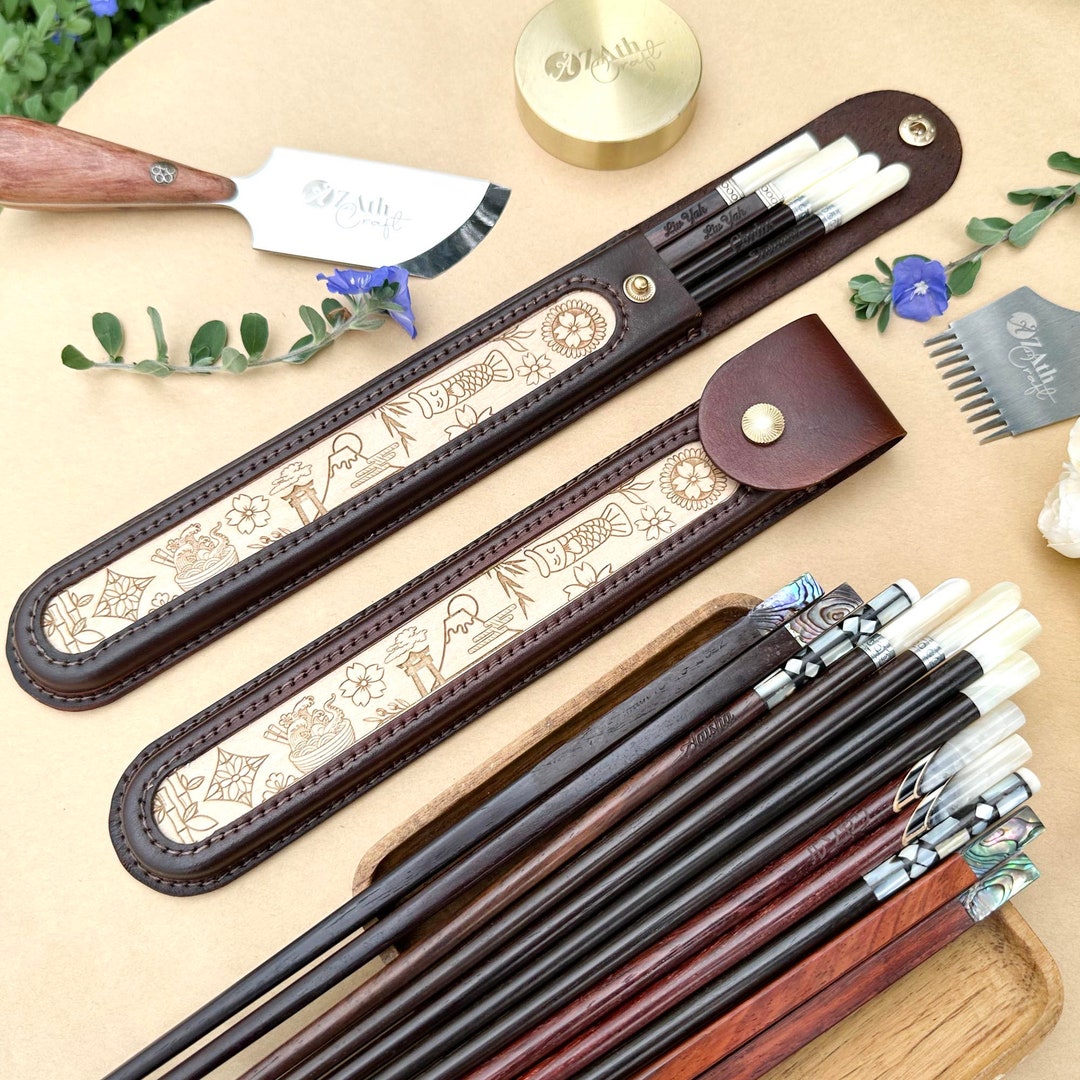 Personalized Chopsticks Pouch Leather Case. Japanese Chopsticks With ...