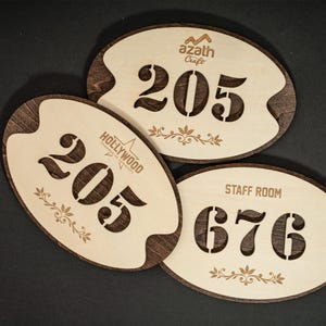 Personalized Wooden Room Number Sign, Custom Hotel Door Sign - Etsy