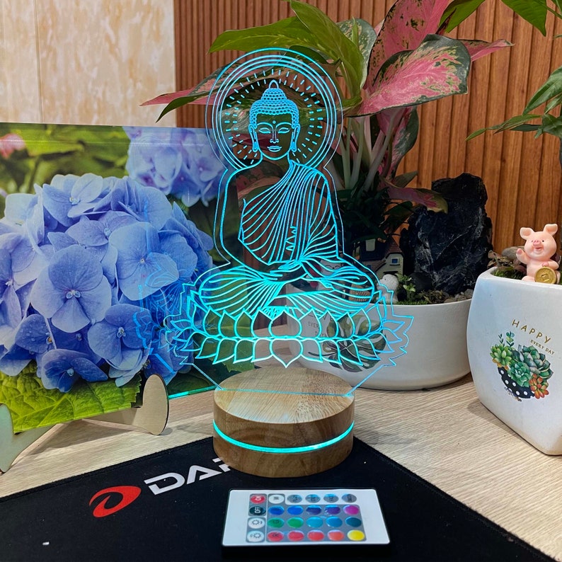 Statues Buddha Laser Cutting With Lamp Base 3D Night Lamp - Etsy