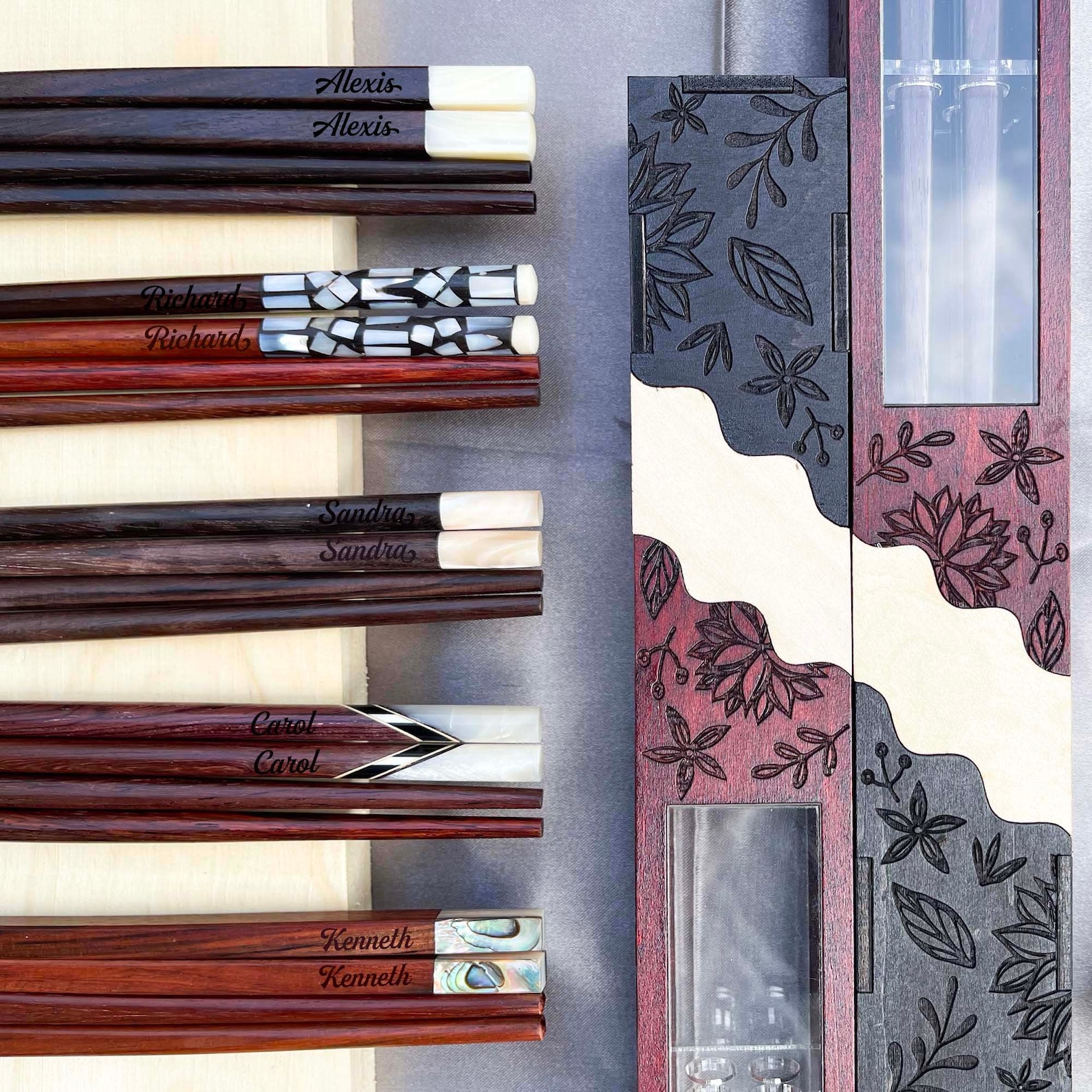 Personalized Rosewood Chopsticks Gift. Couple Chopsticks Box - Etsy