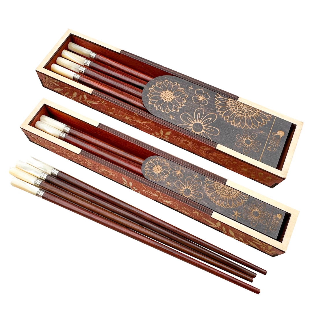 Personalize Premium Chopsticks With Box. Couple Chopsticks Box Case ...
