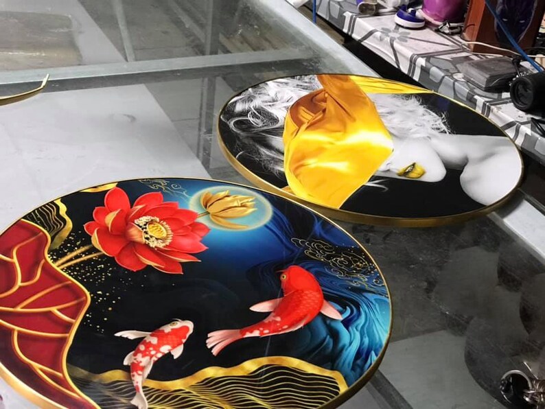 Personalized Golden color Koi fish with lotus ornamental | Etsy