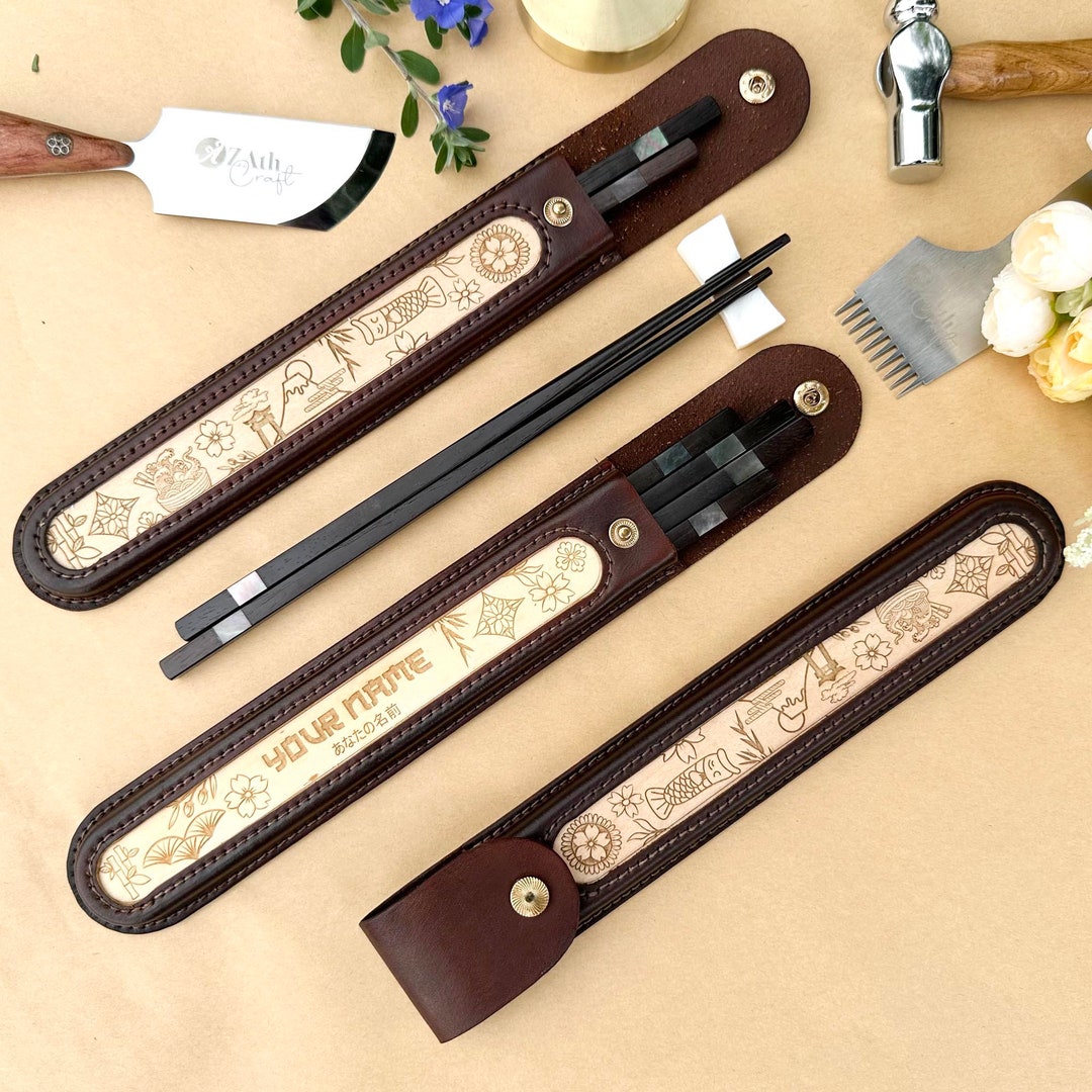 Personalized Chopsticks Pouch Leather Case. Japanese Chopsticks With ...