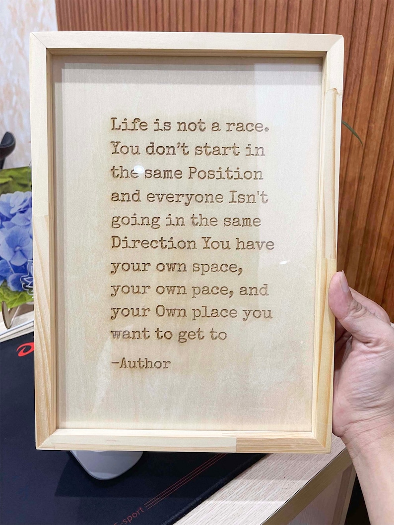 Custom Quote Engraved on Wood With Wood Frame Surface Coating Acrylic ...