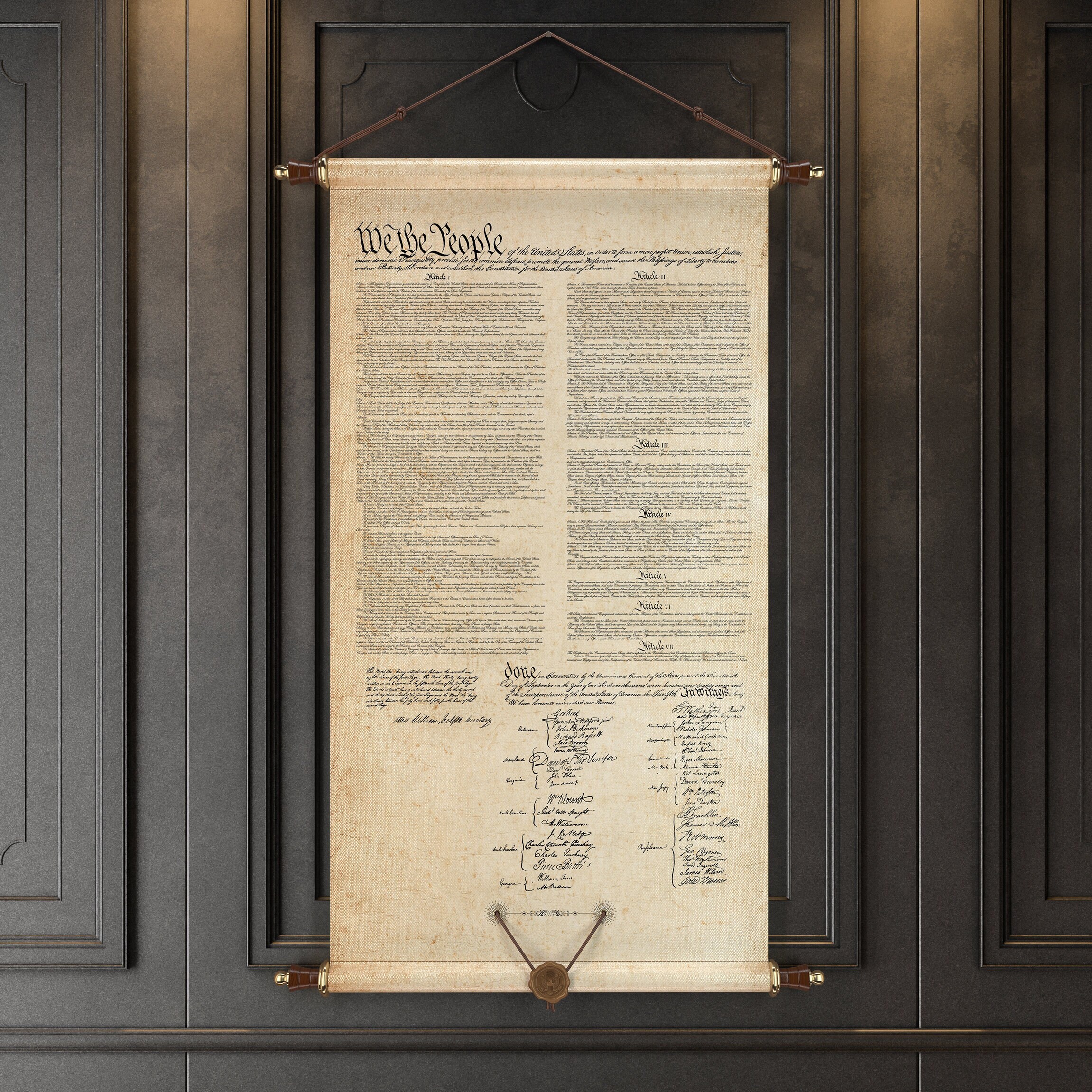 United States Constitution Wall Art - Constitutional Document Canvas ...