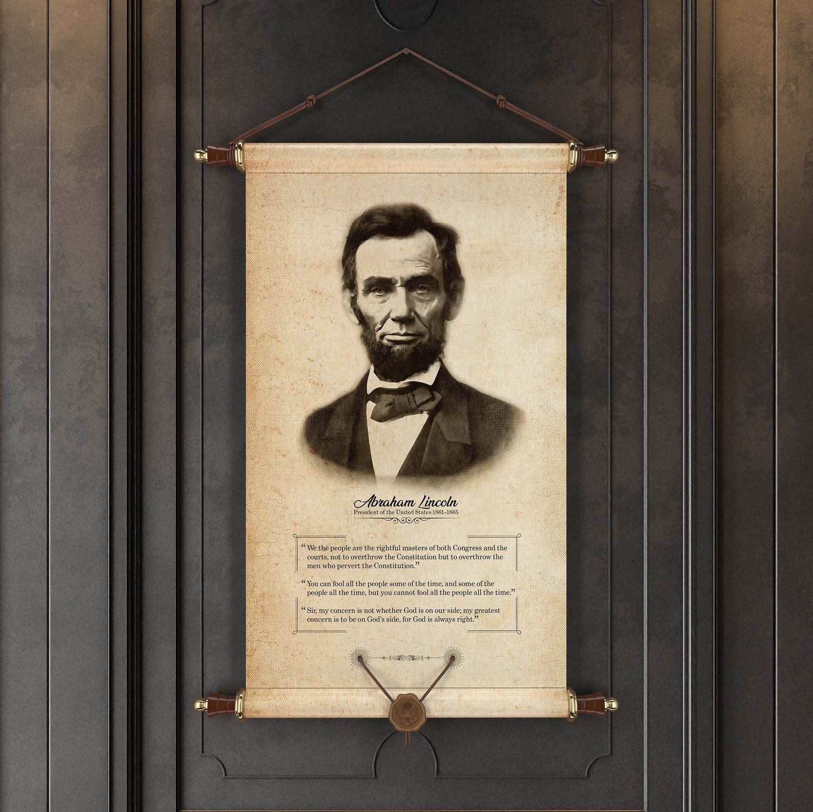 Abraham Lincoln Portrait & Quote Wall Art U.S.A President High Quality ...