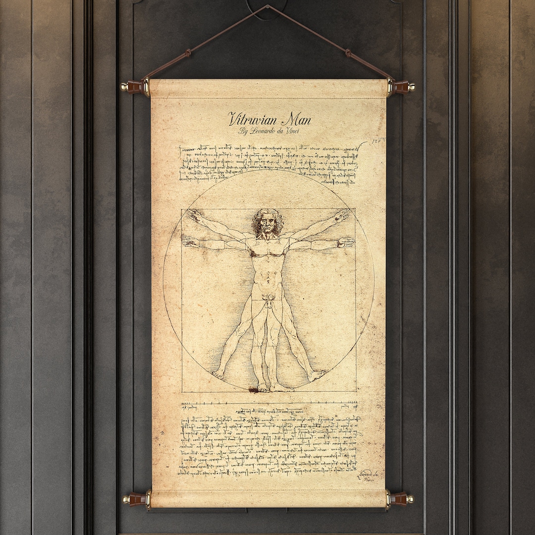 Vitruvian Man Canvas Scroll: Leonardo Da Vinci Vintage Wall Art - Etsy